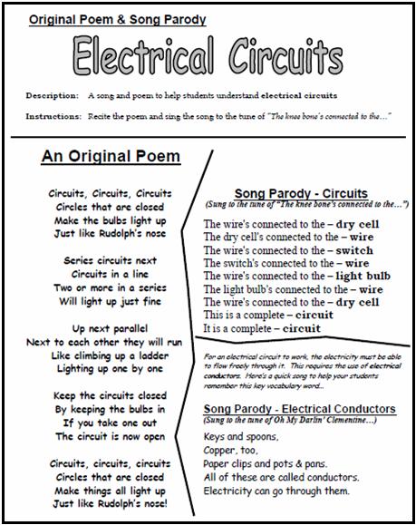 Homecourt Publishers | Free Activity Electricity - Song Parody